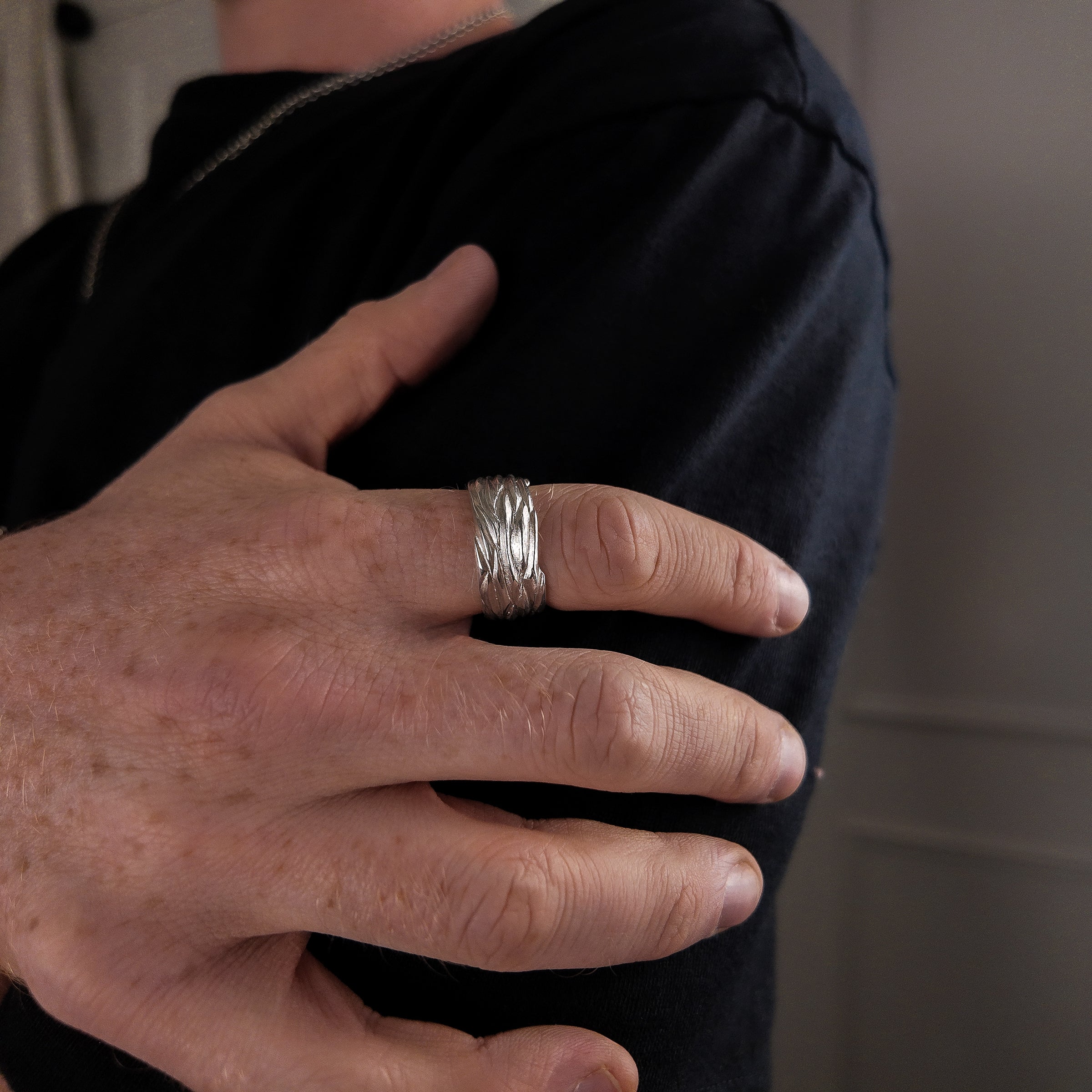 Forest Platinum 10mm Ring | Jeremy Hoye Jewellery