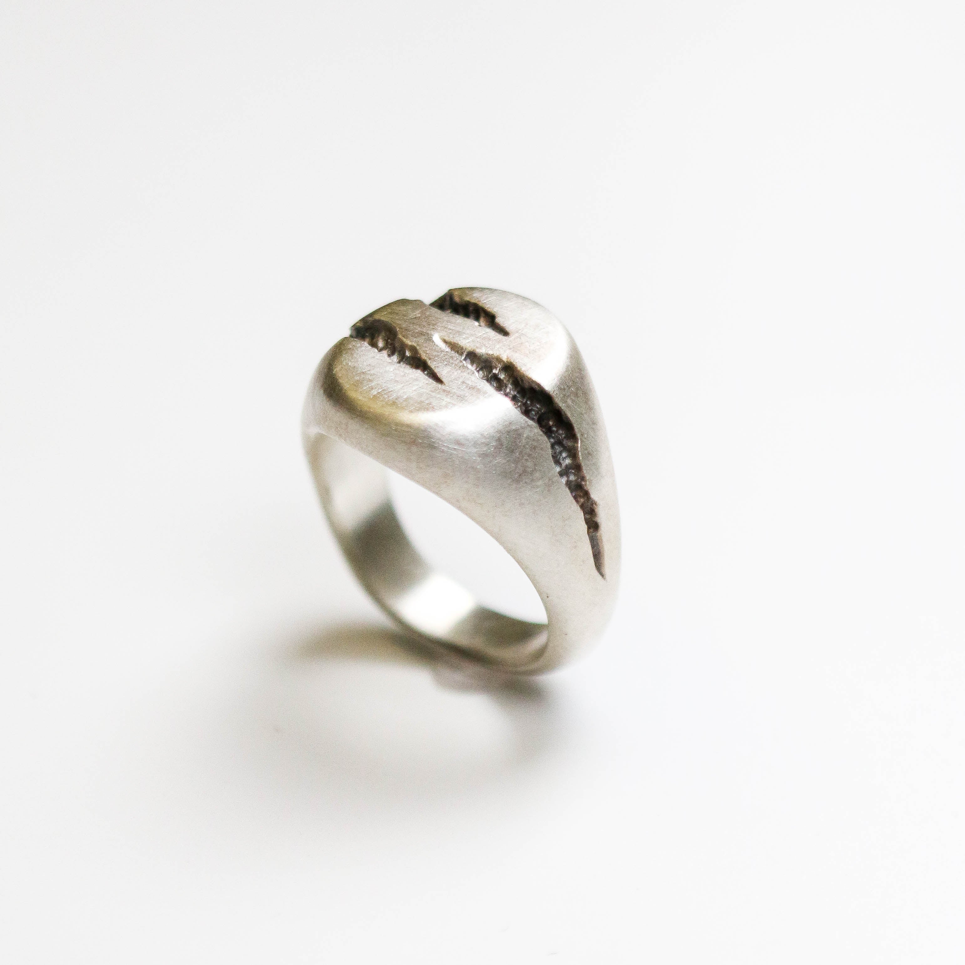 Slashed Silver Signet Ring | Jeremy Hoye Jewellery