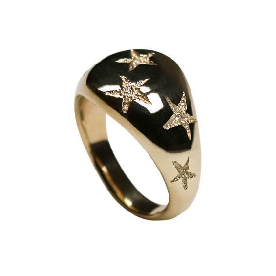 Star 9ct Yellow Gold Small Signet Ring | Jeremy Hoye Jewellery
