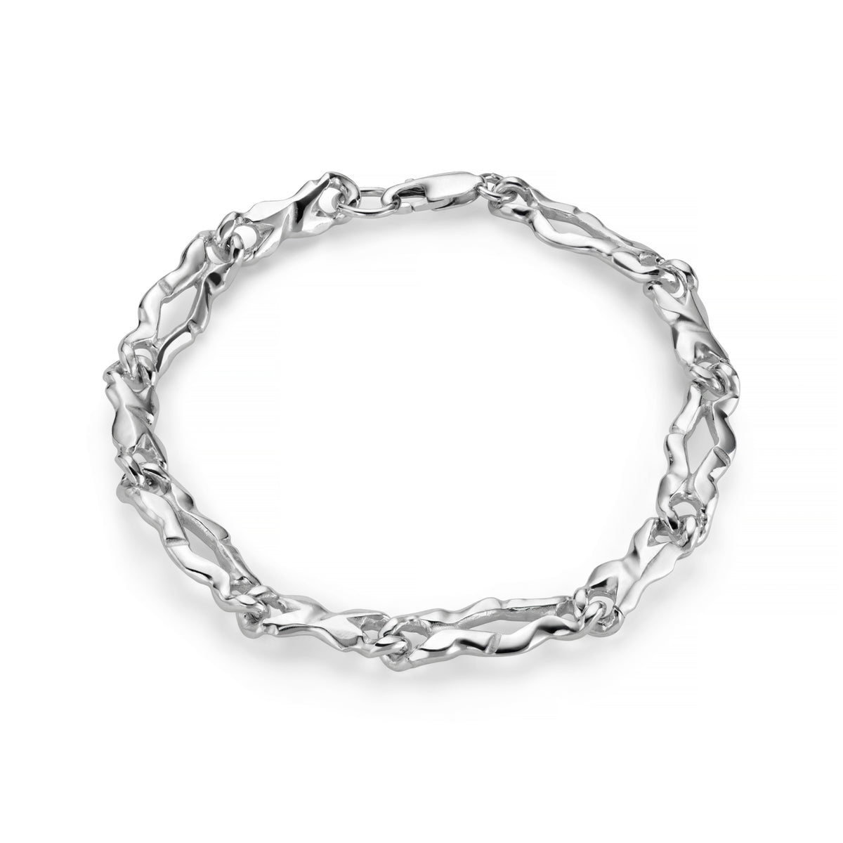 Carved Silver Long Link Bracelet | Jeremy Hoye Jewellery