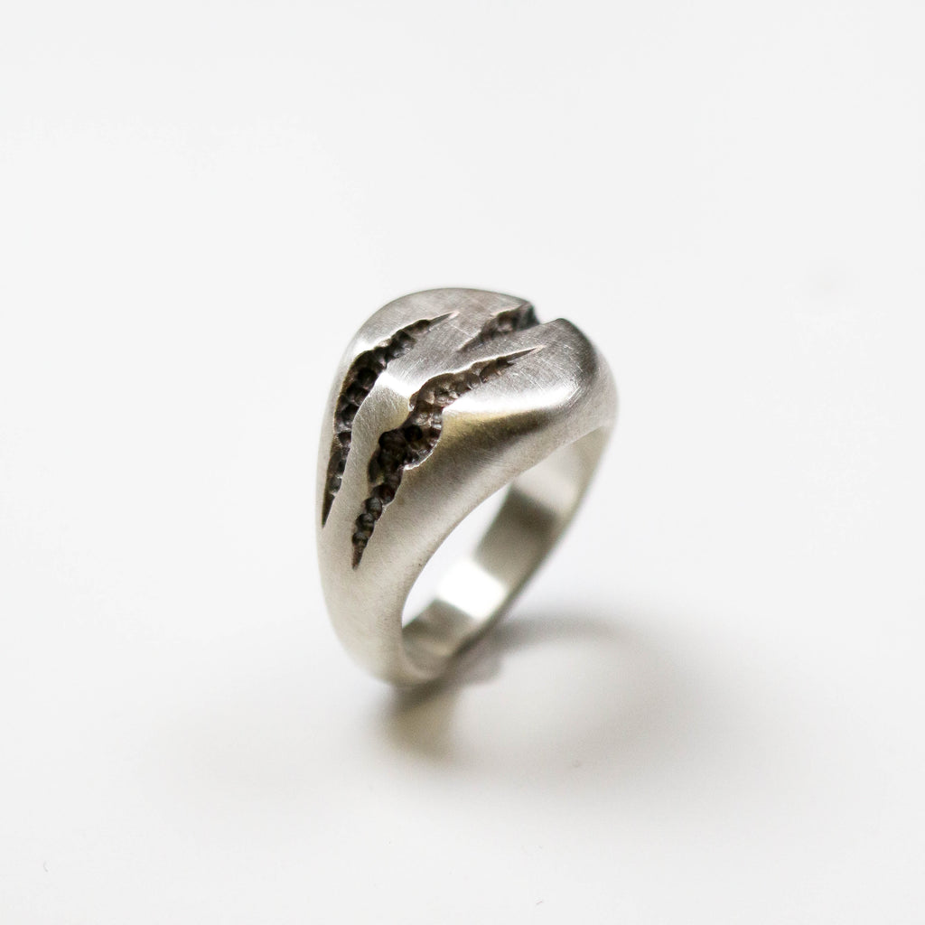 Slashed Silver Signet Ring | Jeremy Hoye Jewellery